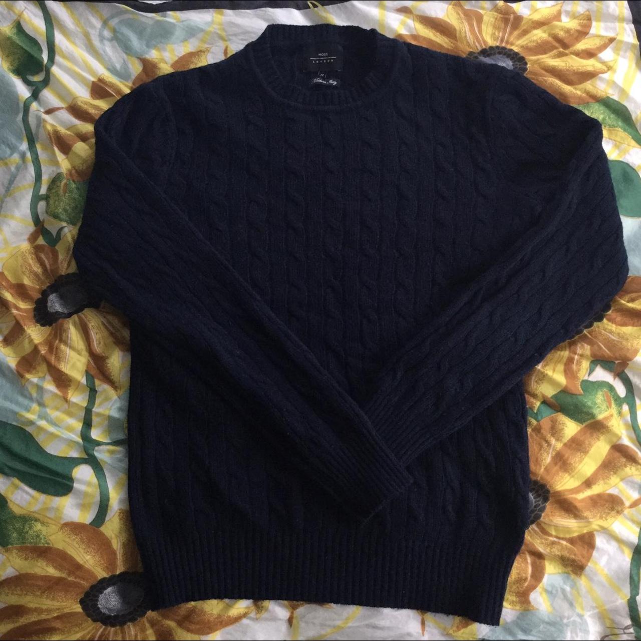 Cosy Navy Cable Knit Jumper From Moss Bros 70 Depop