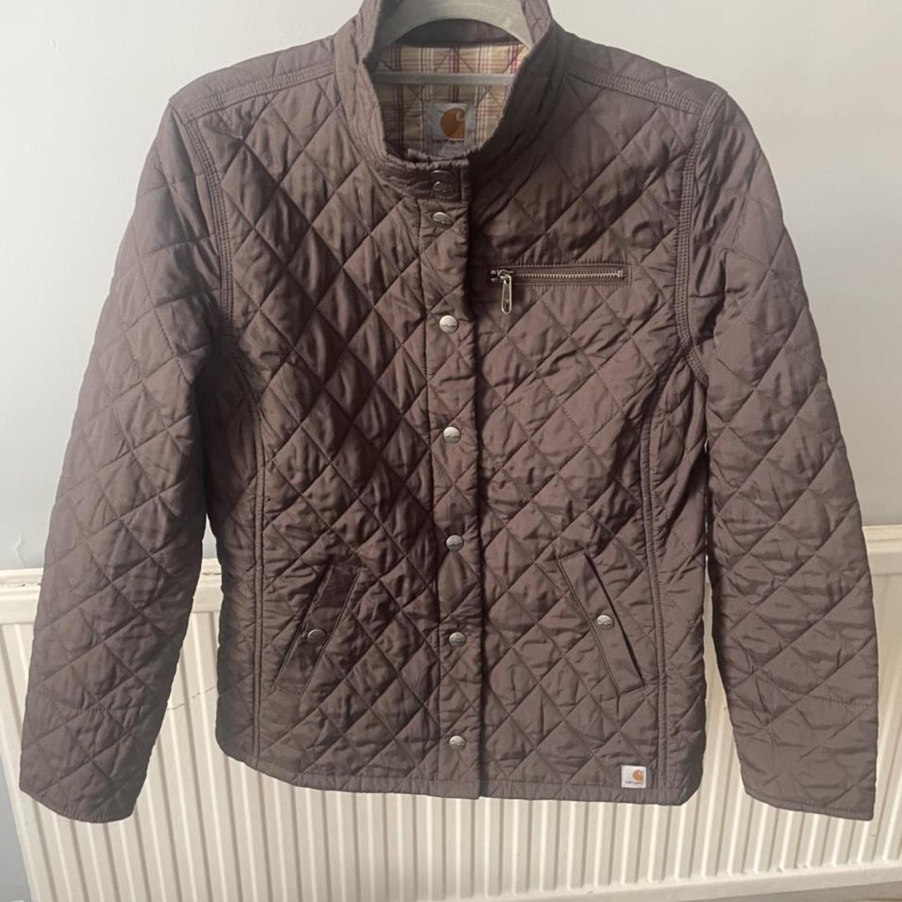 Carhartt popper jacket in brown Size xs but fits... - Depop