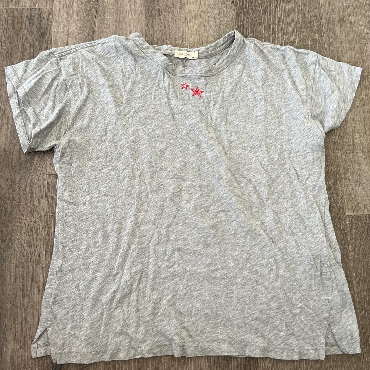 Rag and Bone grey t-shirt with red stars. Barely... - Depop