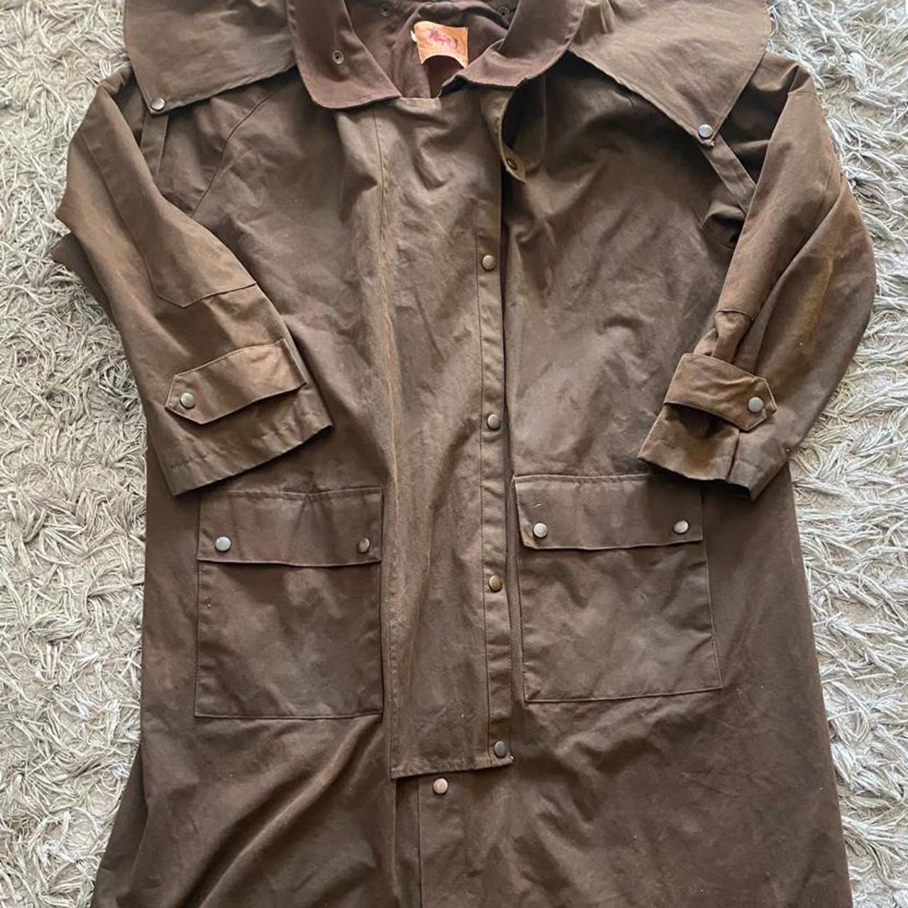 AUSTRALIAN OUTBACK Oilskin Waxed Western Barn Coat... - Depop