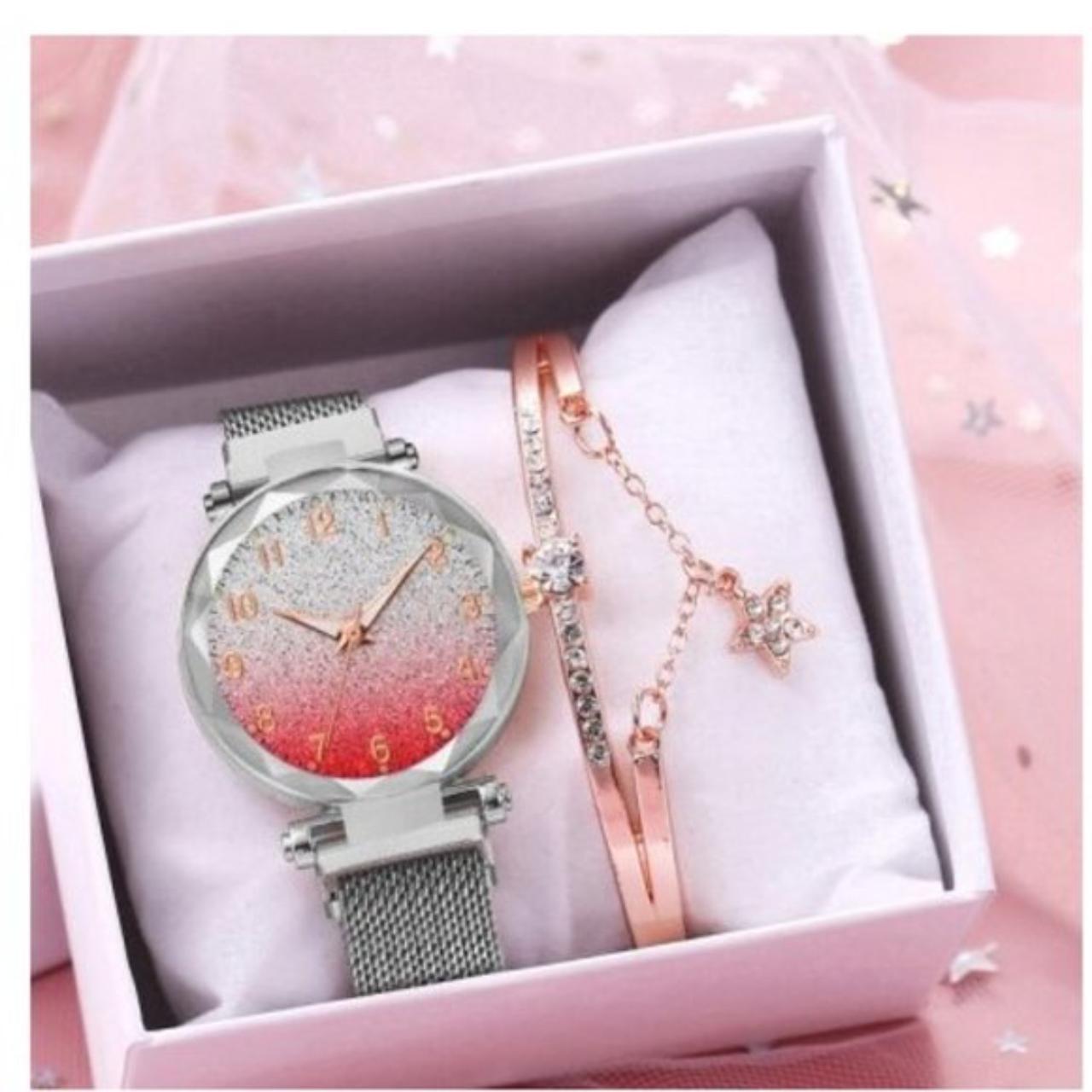 Pink Ombre Glow Watch. Beautiful pink crystal... - Depop