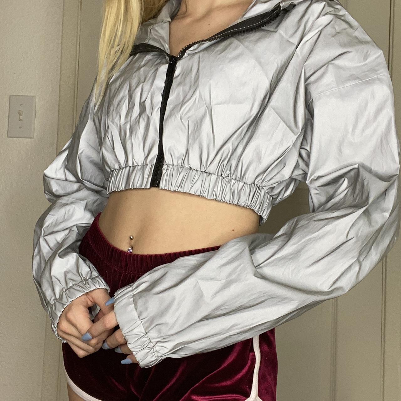 Light reflective cropped zip up jacket. This jacket... - Depop