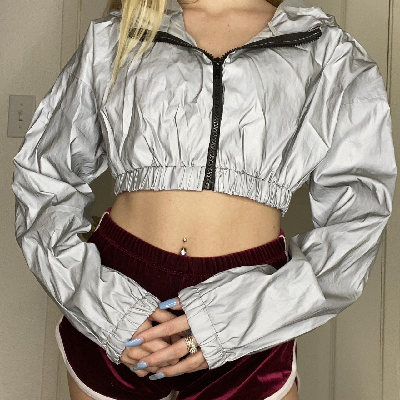 Light reflective cropped zip up jacket. This jacket... - Depop