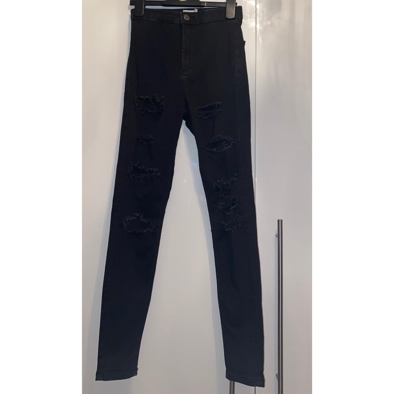 Topshop Black ripped Joni jeans🖤 size W26L30 worn... - Depop