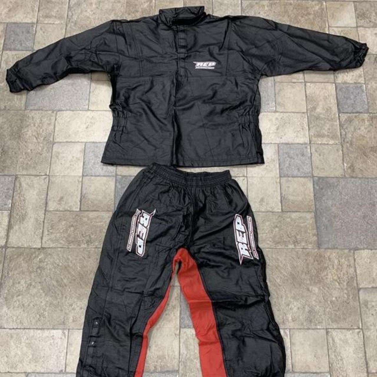 Leather two piece tracksuit hiphop 90s - Depop