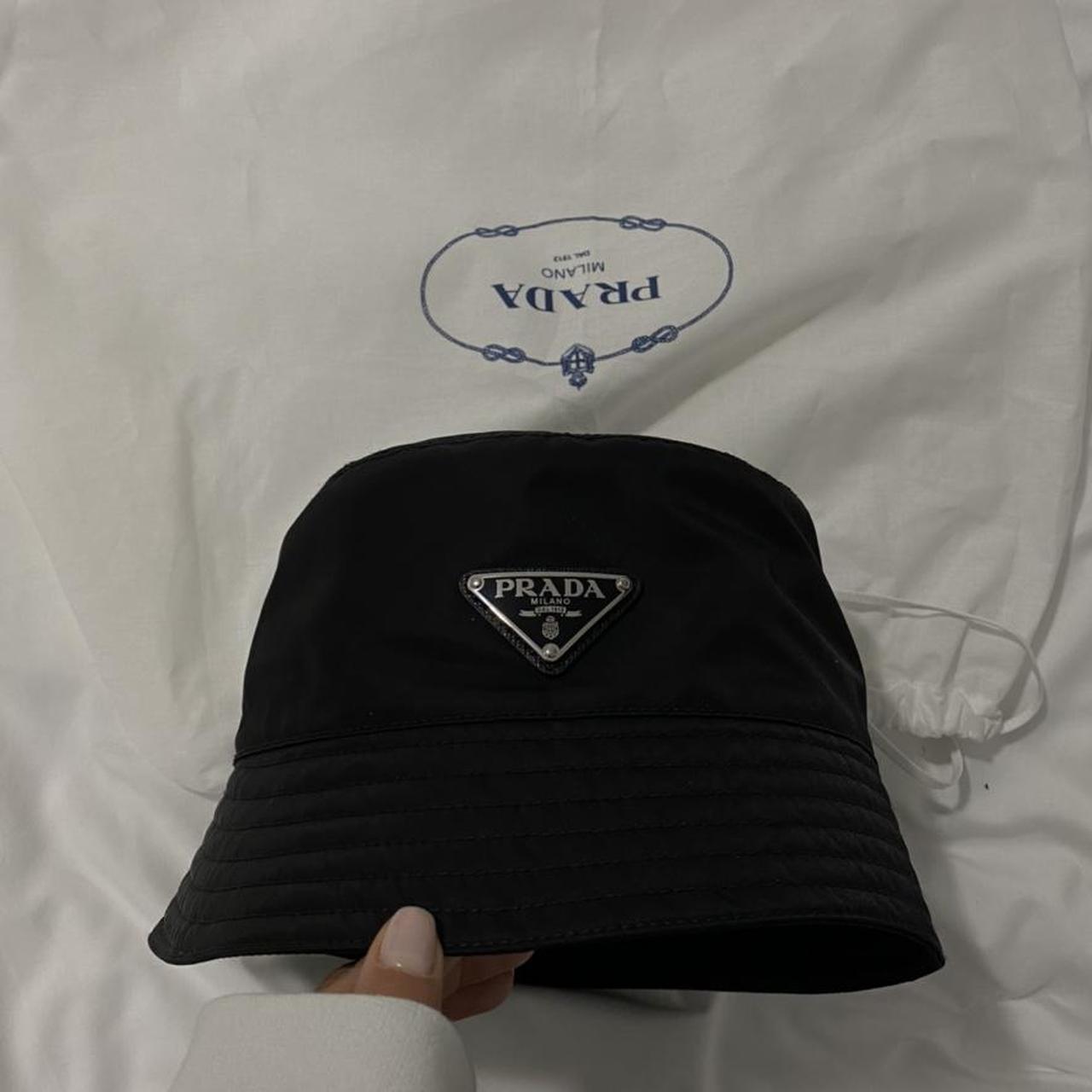 PRADA Re- nylon bucket logo hat Comes with dust | Depop PRADA Re- nylon bucket logo hat Comes with dust | Depop