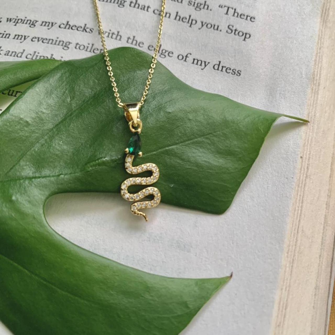 14k Gold Snake Pendent Chain Necklace This is a... - Depop