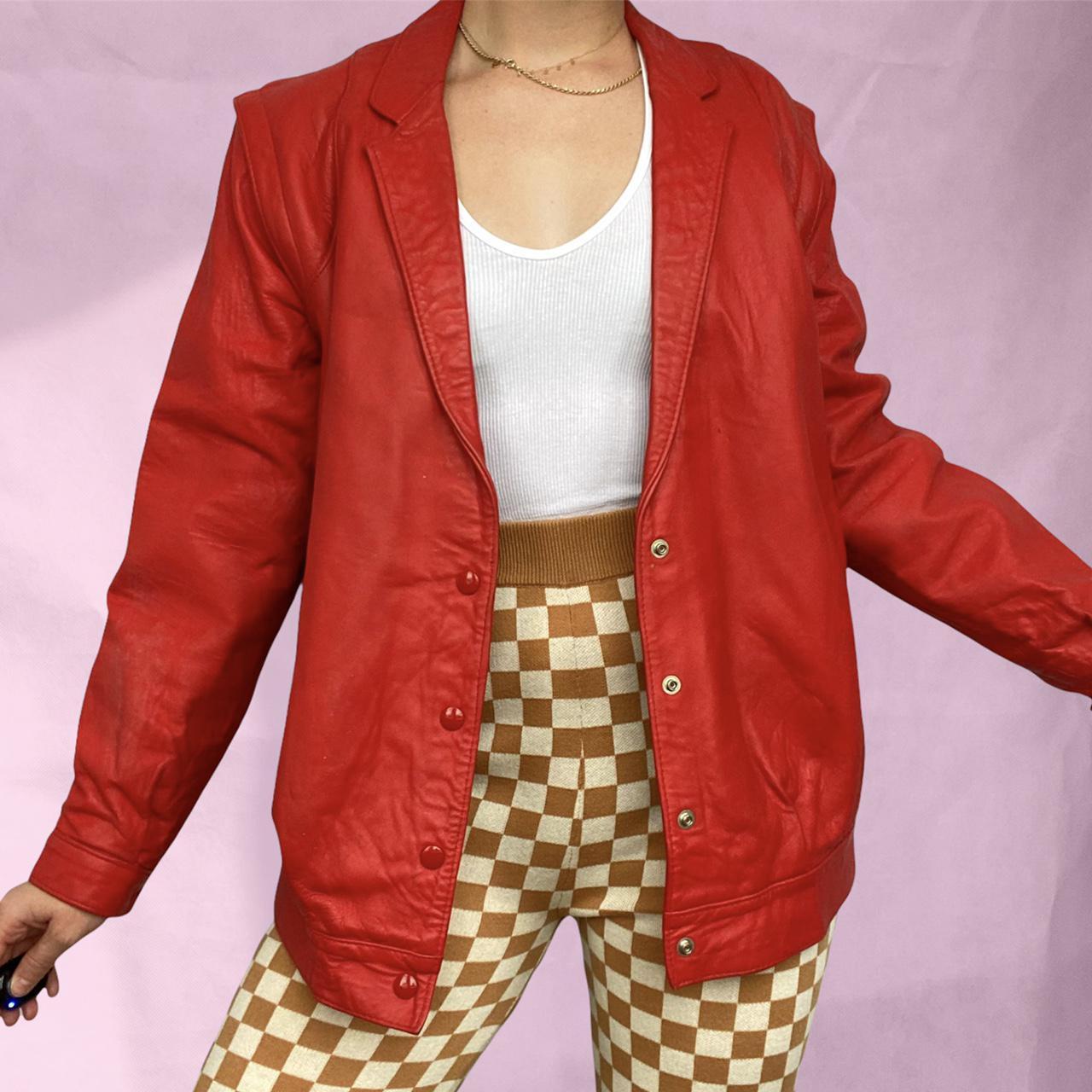 Vintage 80s red leather jacket . Such an amazing,... - Depop