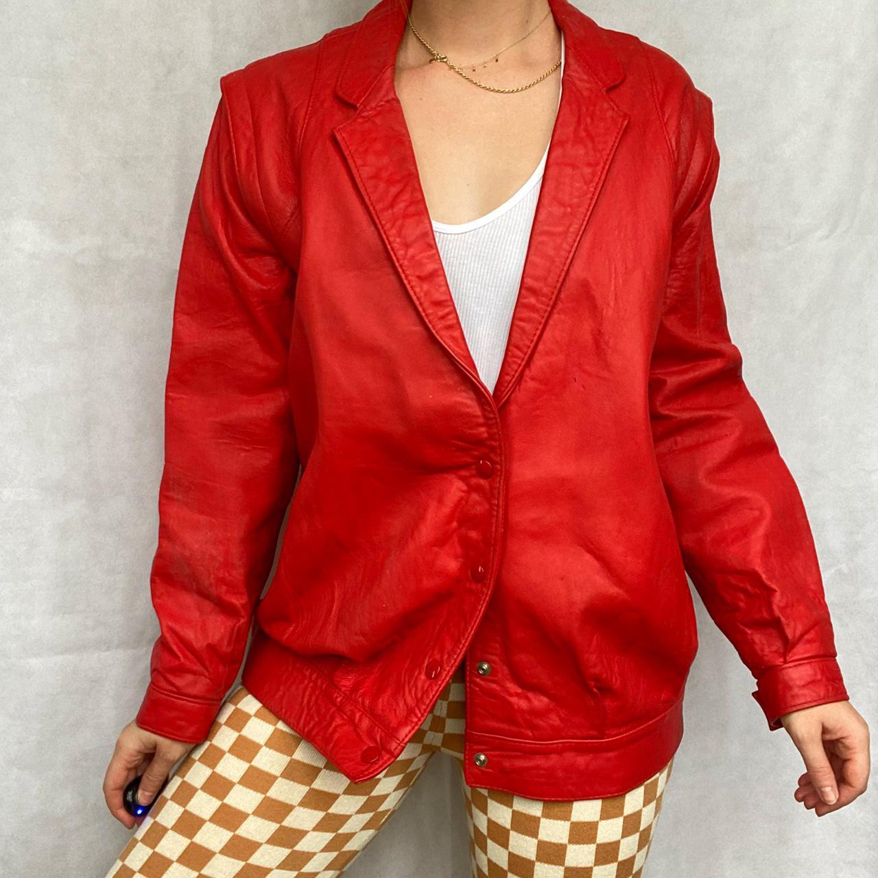 Vintage 80s red leather jacket . Such an amazing,... - Depop