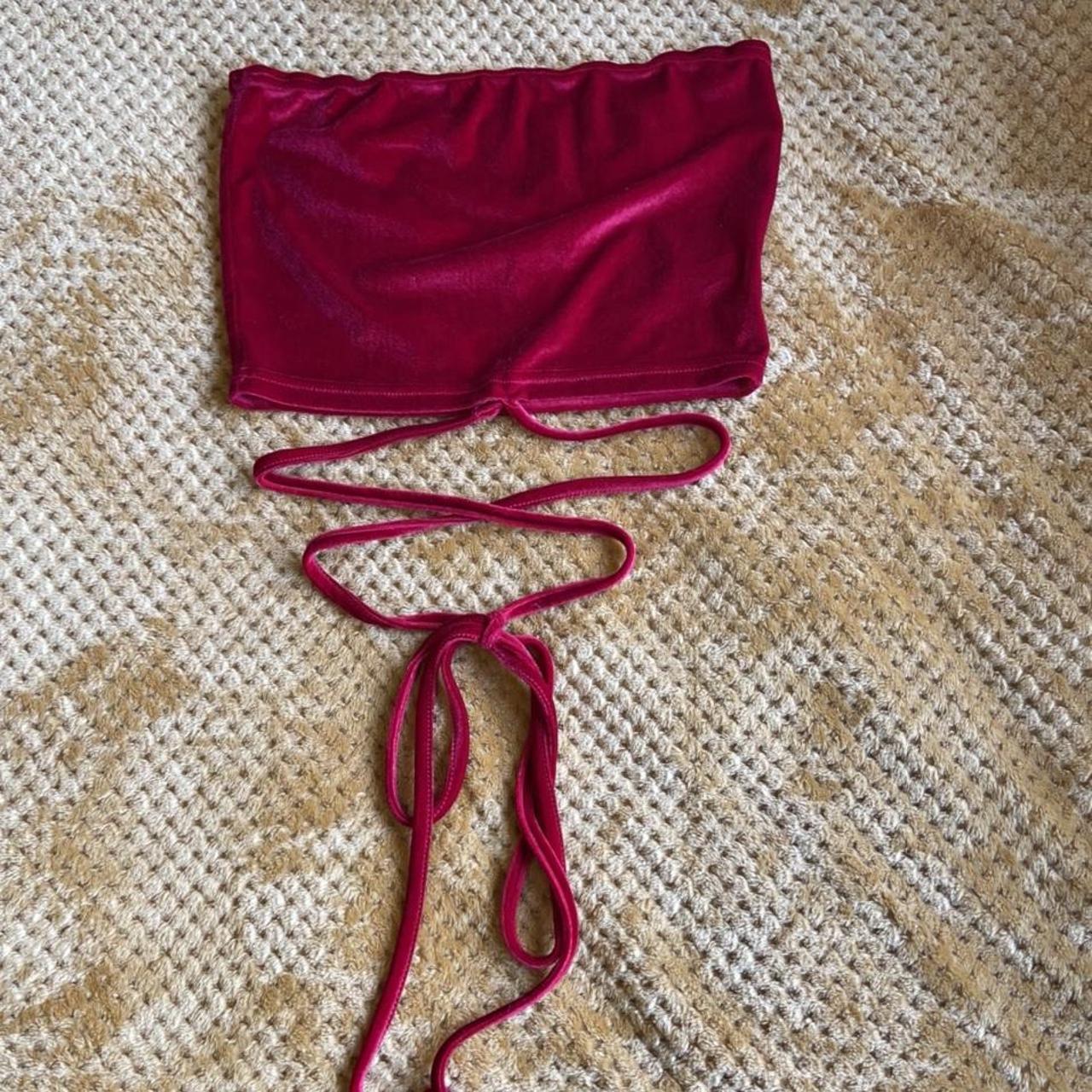Red Bandeau criss cross tie up top , shein, UK S - Depop