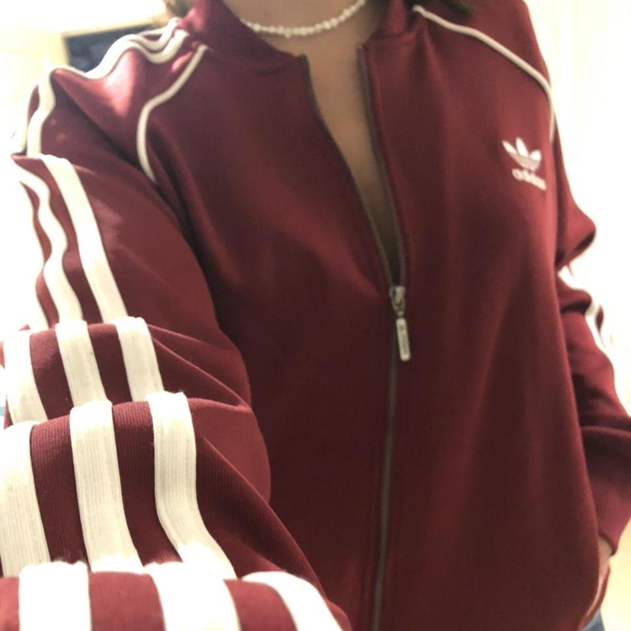 Adidas Originals Men's Burgundy and Red Jacket | Depop