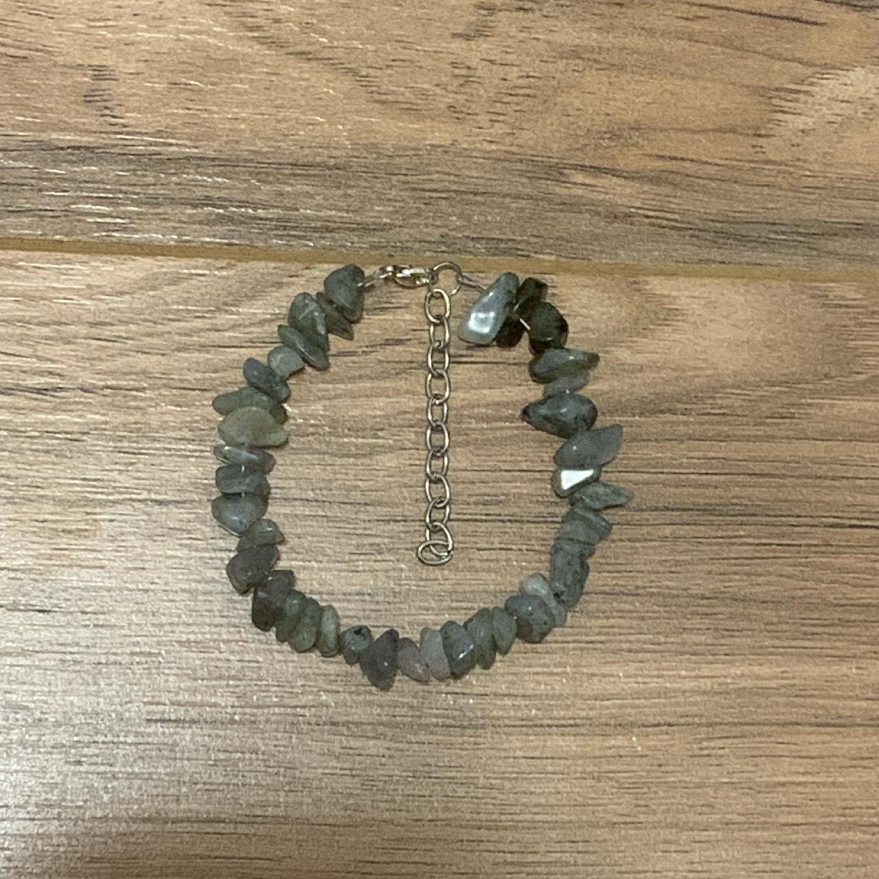 Labradorite chip bracelet Adjustable Made with... | Depop
