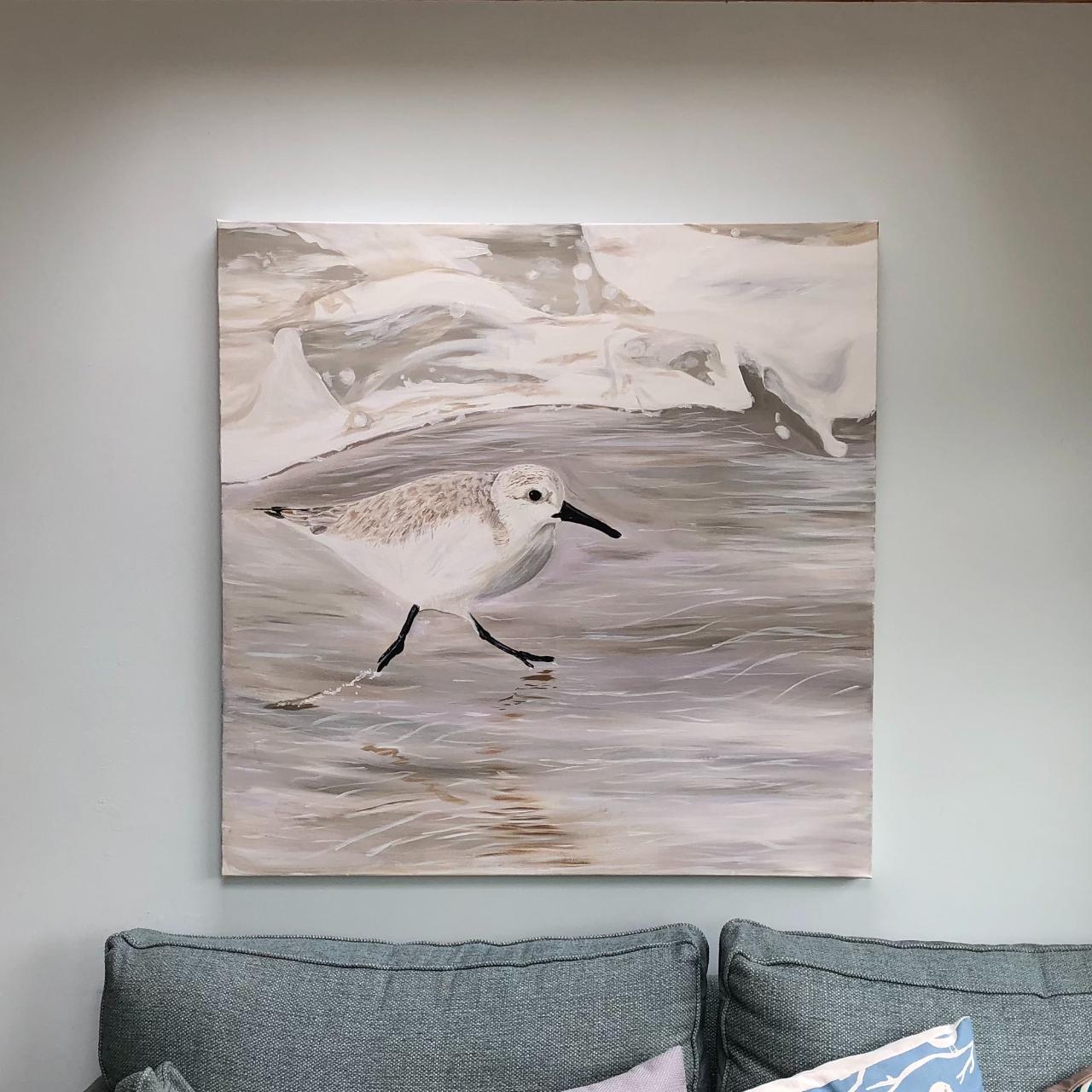 This is an original acrylic painting of a sanderling... - Depop