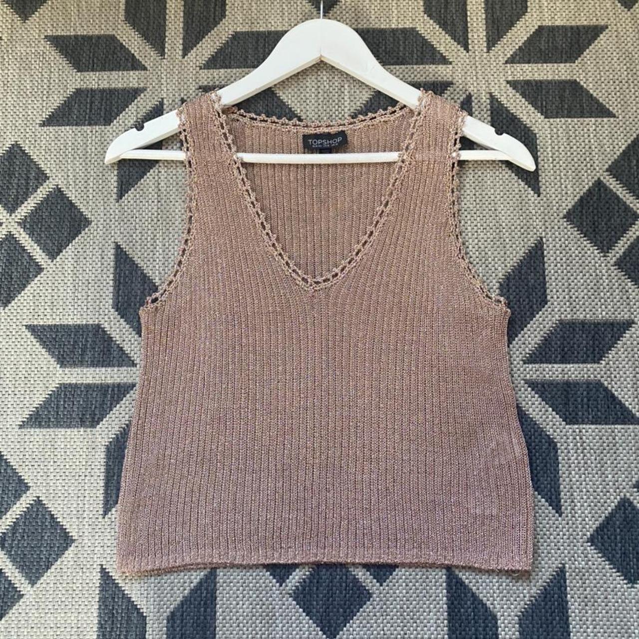 Topshop rose gold metallic vest top! Never worn so... - Depop