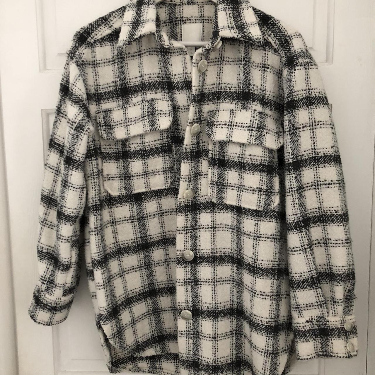 Black and charcoal grey check wool jacket Perfect... - Depop