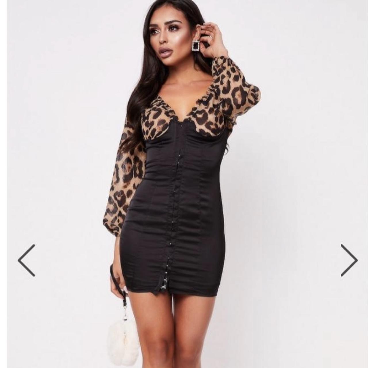 Miss pap size 8 leopard print eyelet bodycon dress!... - Depop