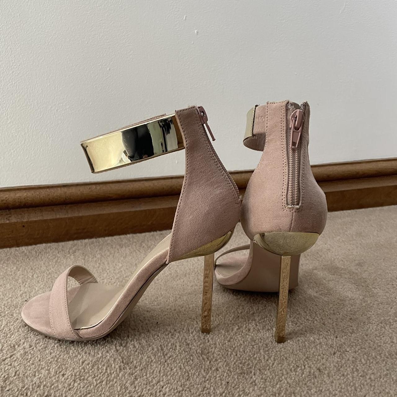 ASOS Women's Pink and Gold Sandals | Depop