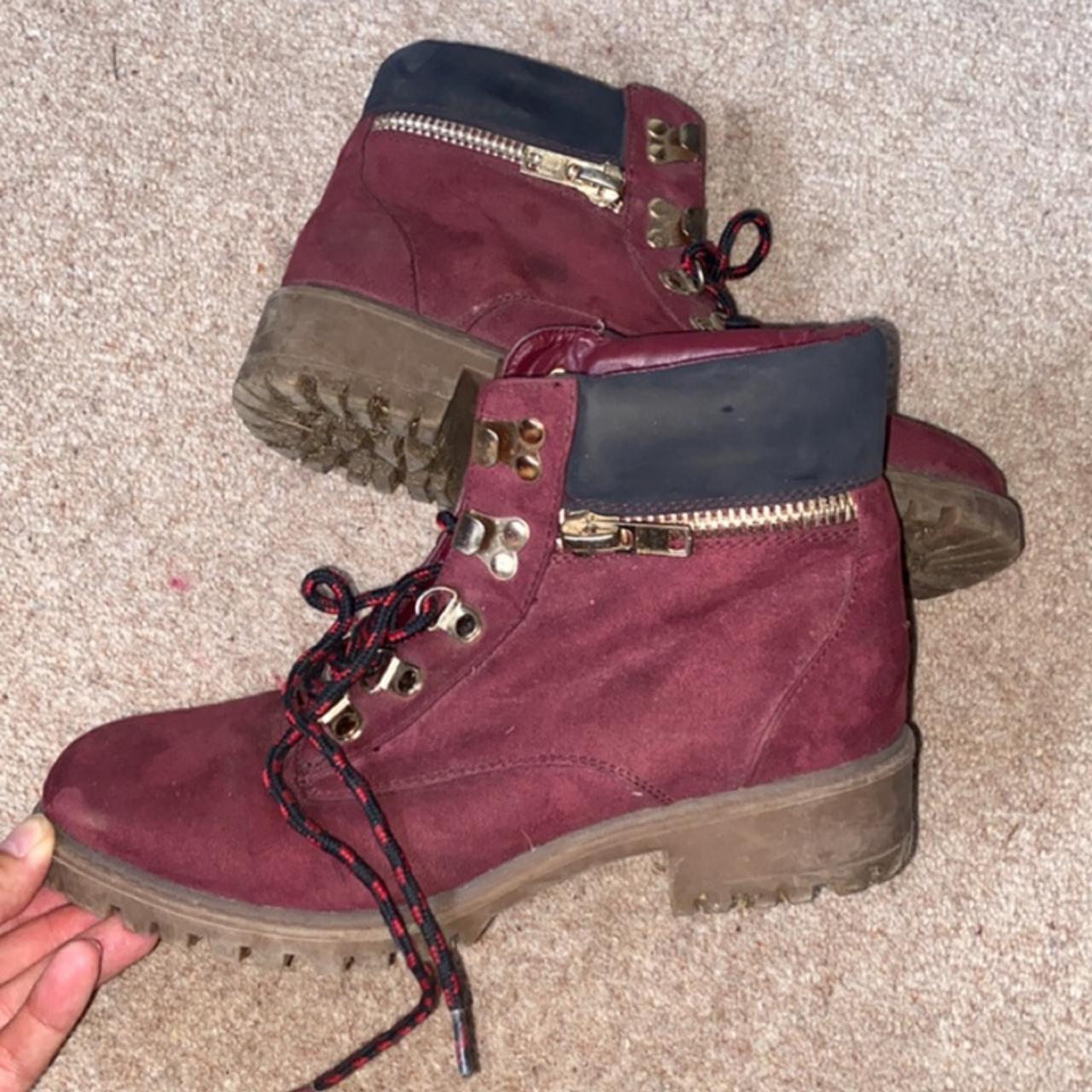 New Look burgundy boots. Really comfortable but... - Depop