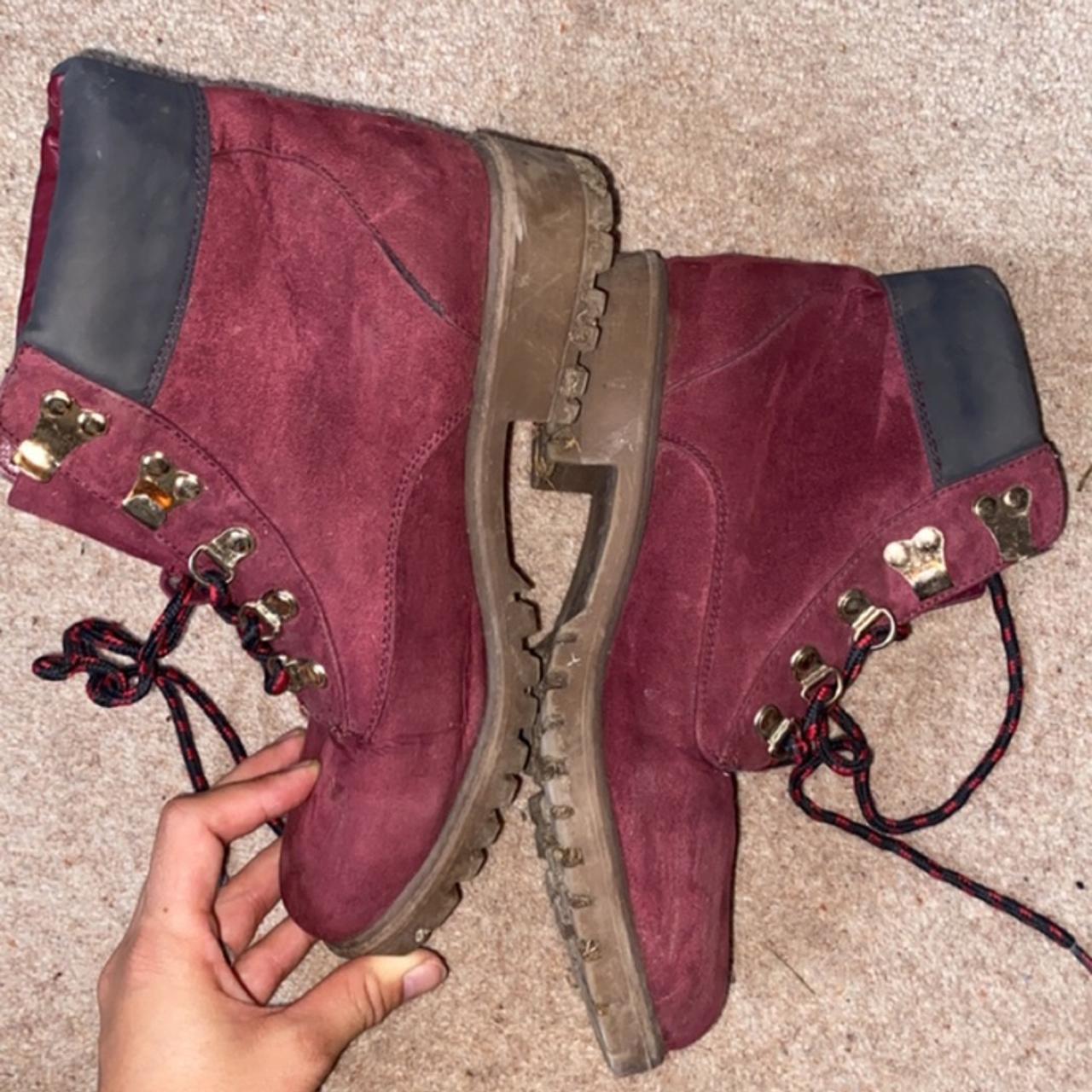 New Look burgundy boots. Really comfortable but... - Depop