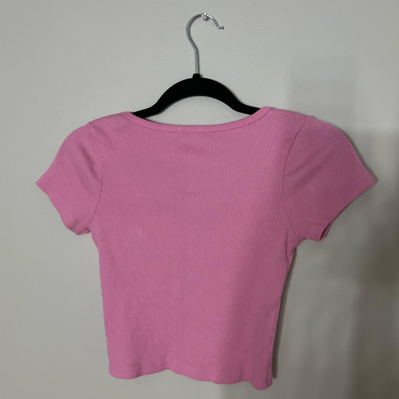 Pink Brandy Melville button down top only worn once... - Depop