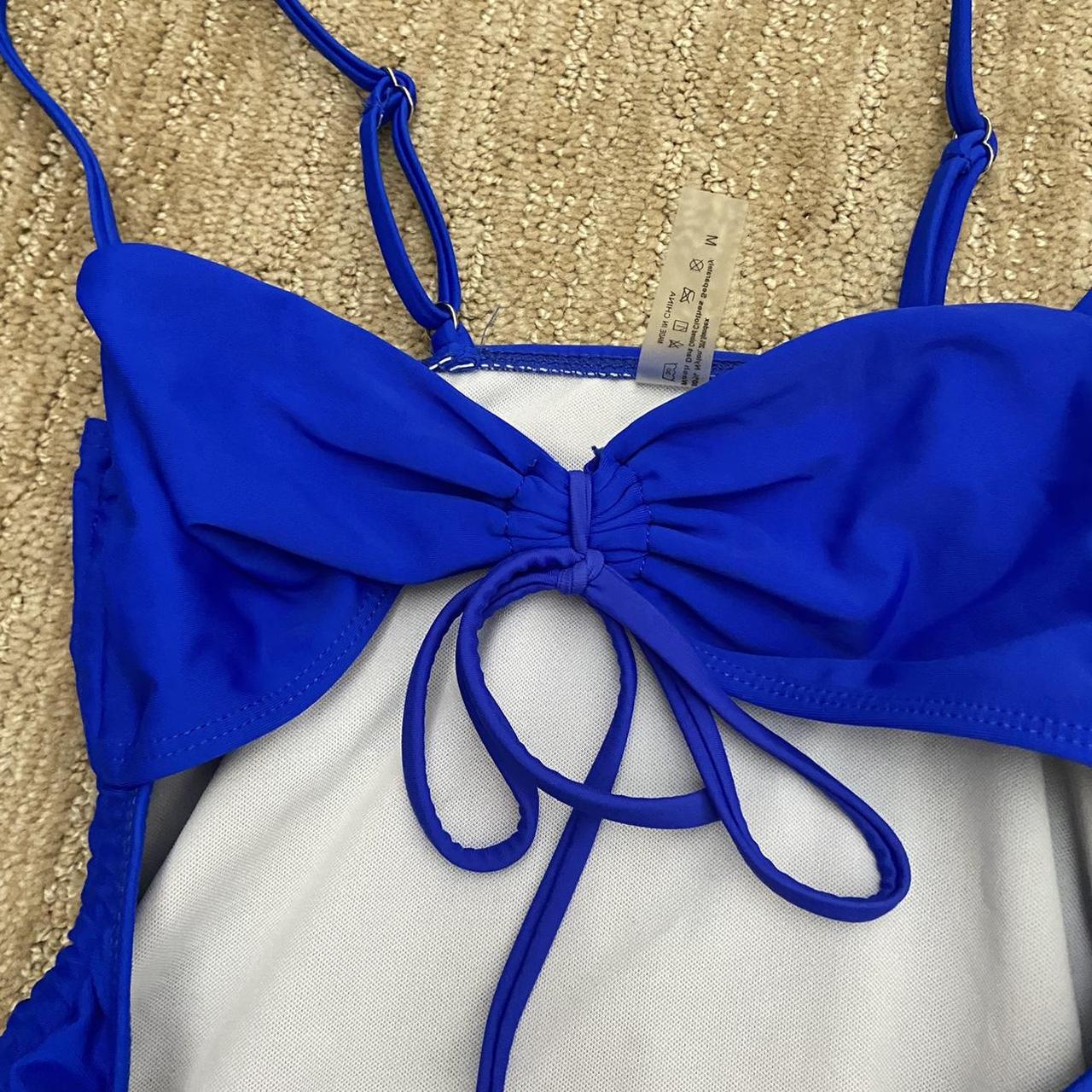 Cobalt blue thong one piece swimsuit swimwear cut... - Depop