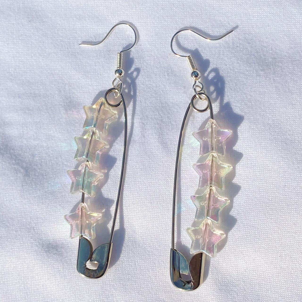 🧸Handmade by me Safety pin holographic star... - Depop
