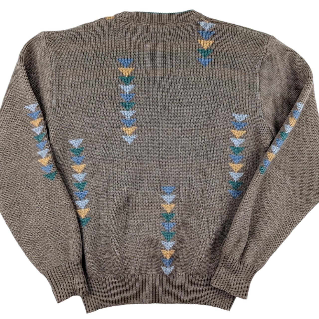 Vintage Geometric Knit Sweater Size... - Depop