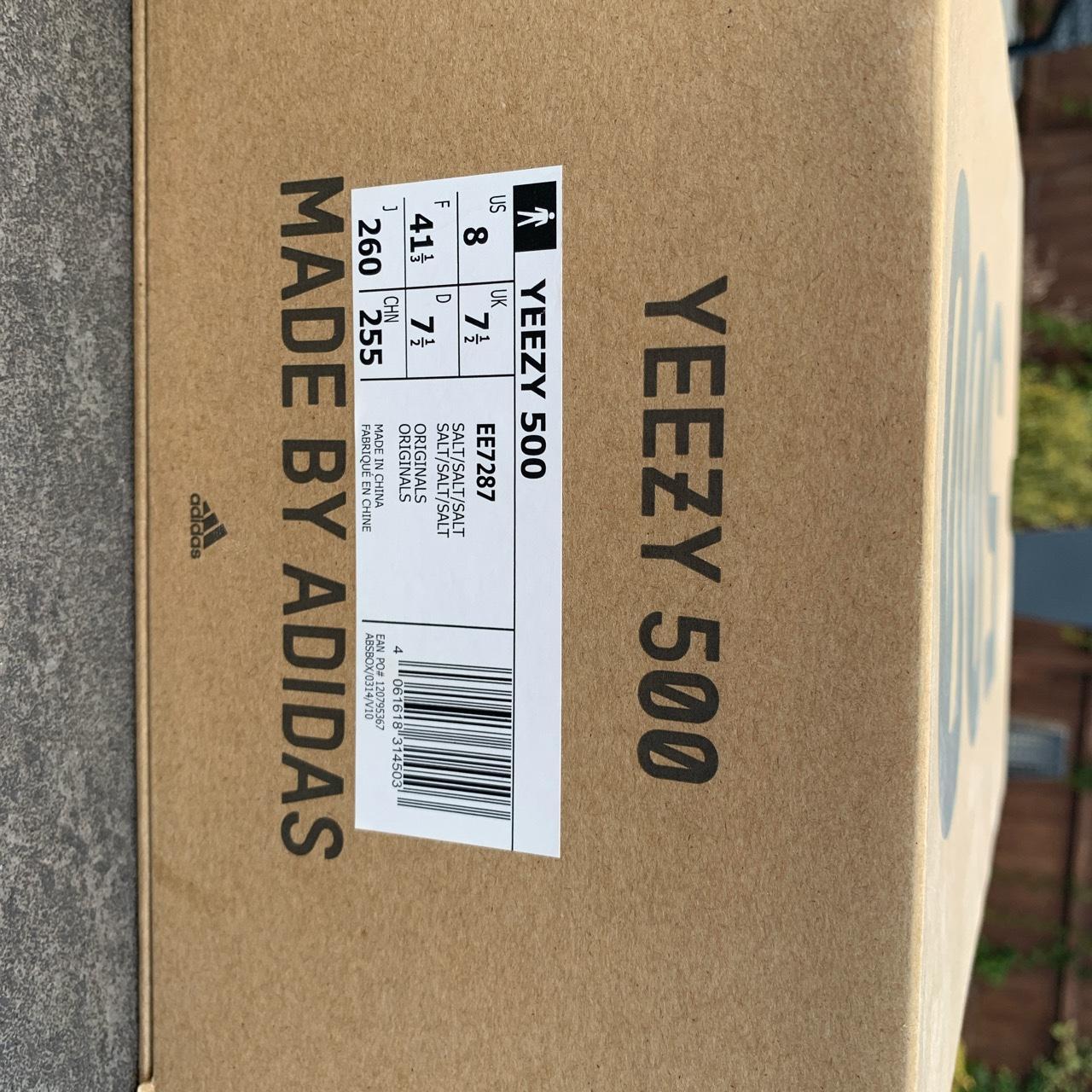 Yeezy 500 salt Shoe box and size - Depop