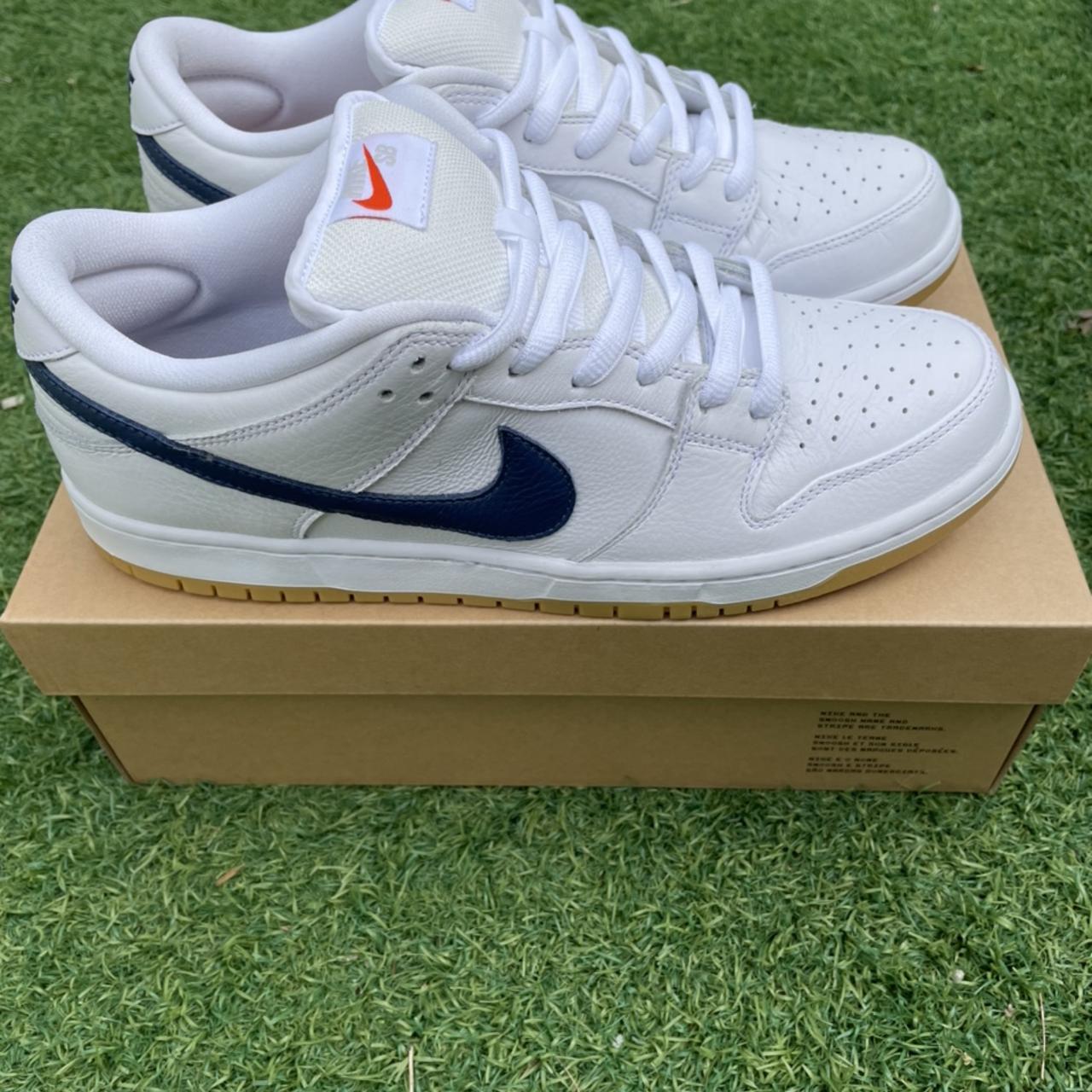 Sold Nike SB dunk low ‘orange label’ white/navy... - Depop