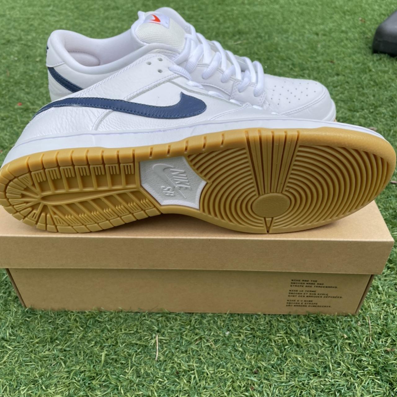 Sold Nike SB dunk low ‘orange label’ white/navy... - Depop
