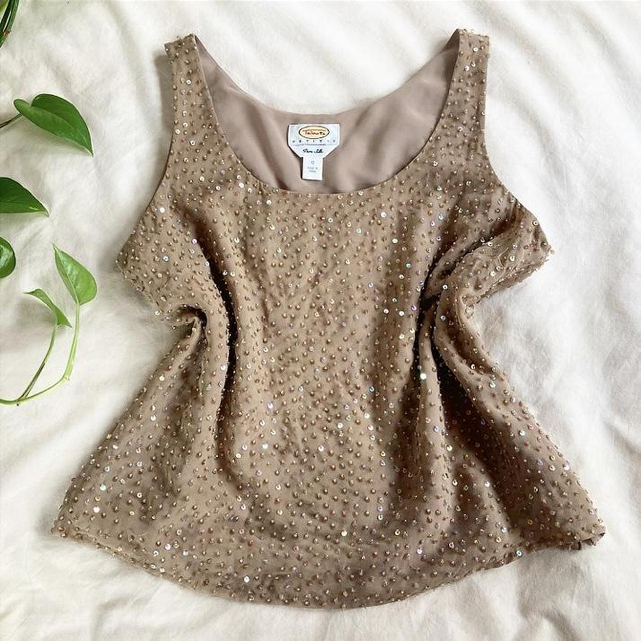 y2k silk fairy sparkle tank vintage talbots... - Depop