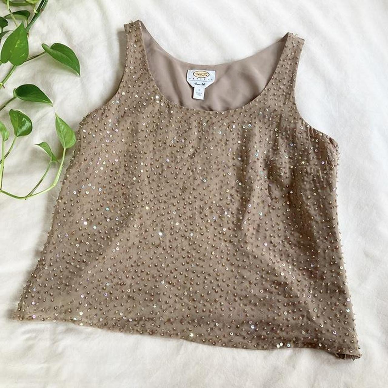 y2k silk fairy sparkle tank vintage talbots... - Depop