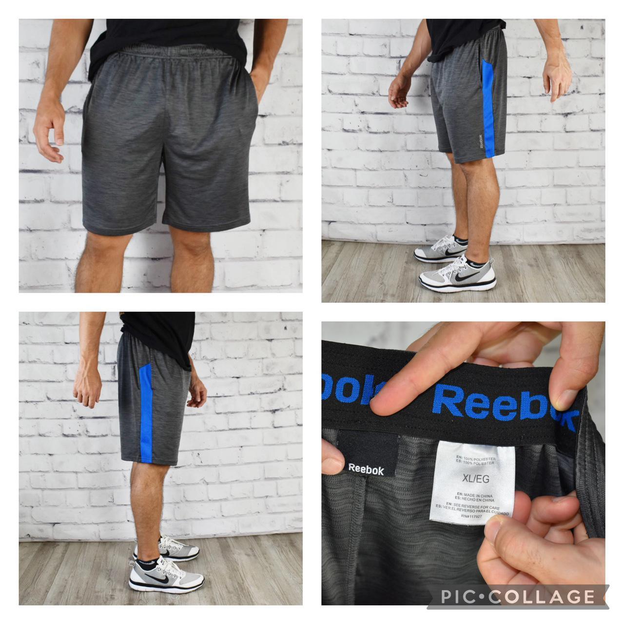 Reebok Graphite Heather and Electric Blue Athletic... - Depop