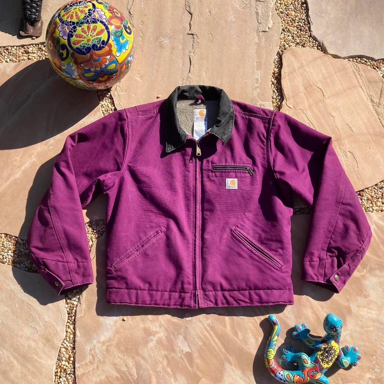 Purple vintage Carhartt Detroit Sherpa lined... - Depop