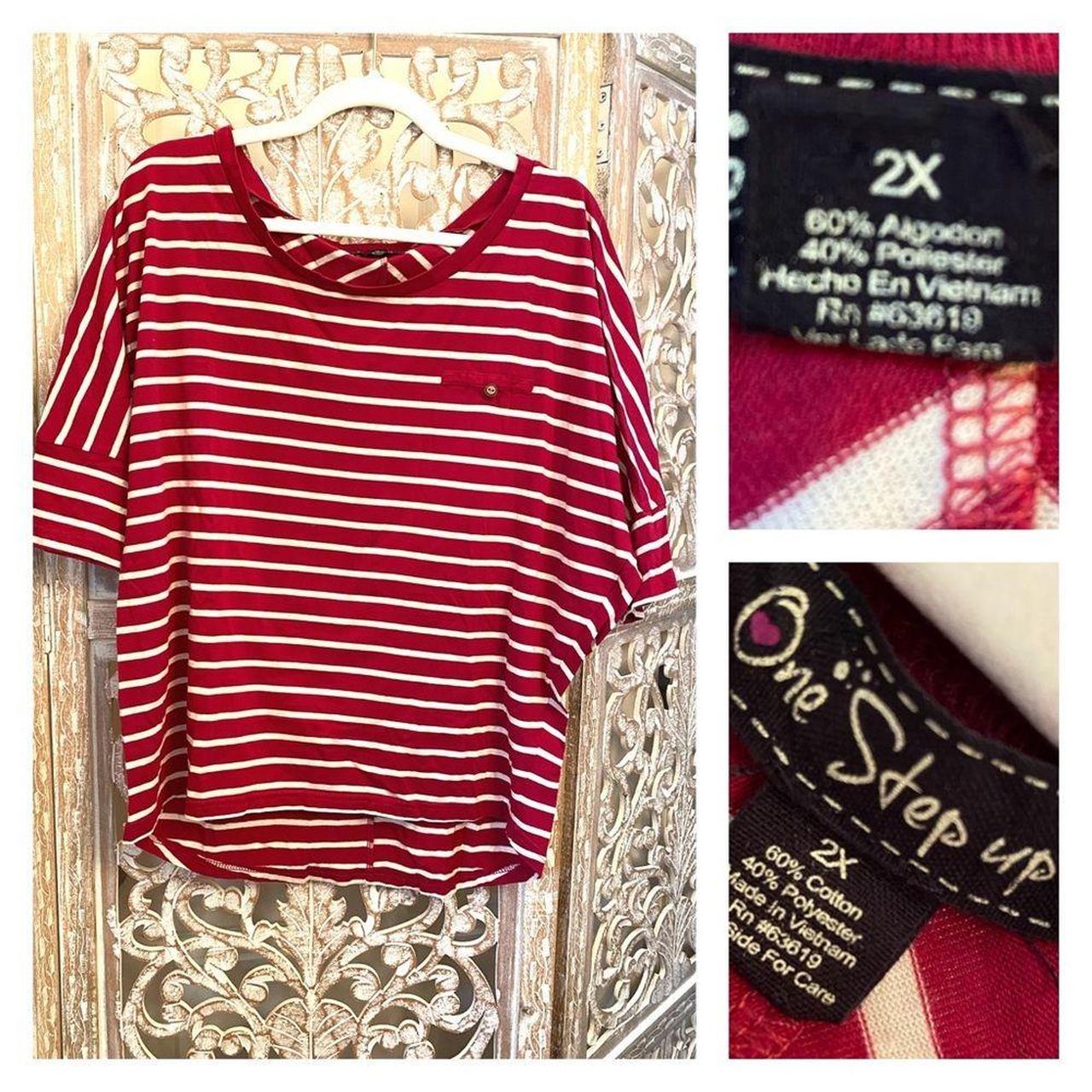 One Step Up Women's Pink and Cream Blouse | Depop