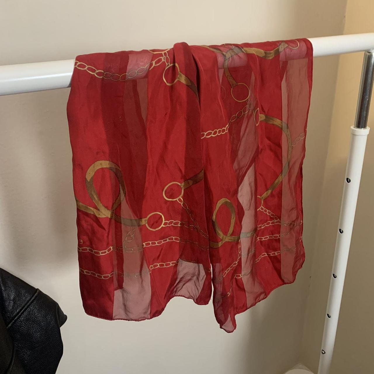 ECHO brand silk red chain link neck scarf 🧣🖤... - Depop