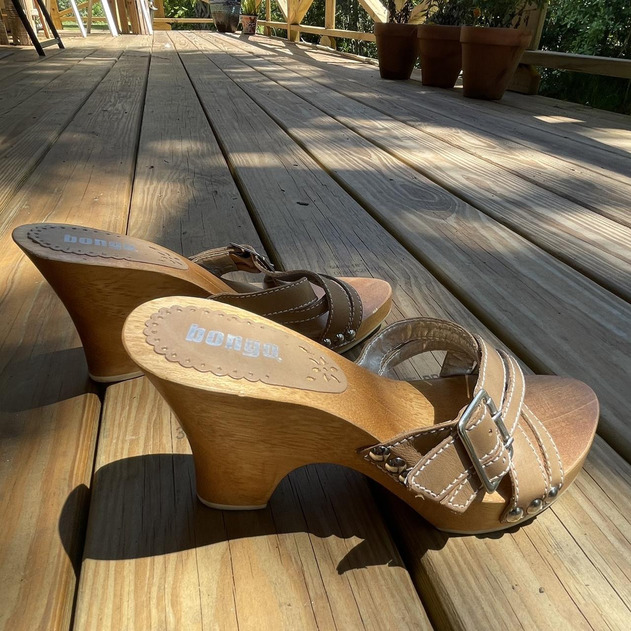 Super cute y2k style tan buckle platform shoes with... - Depop