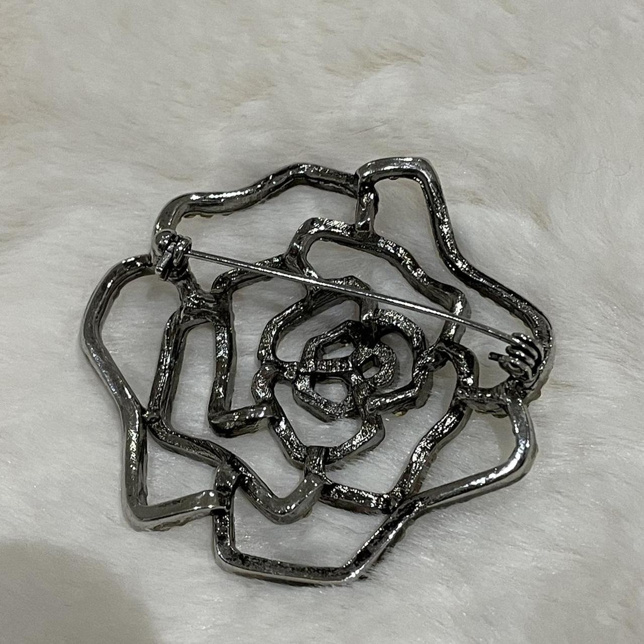Iridescent sparkly crystal rose pin from 2000’s. All... - Depop