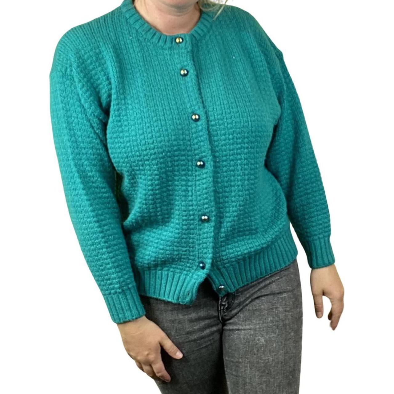 Cute Vintage Green Button Up Knitted Cardigan Very... - Depop