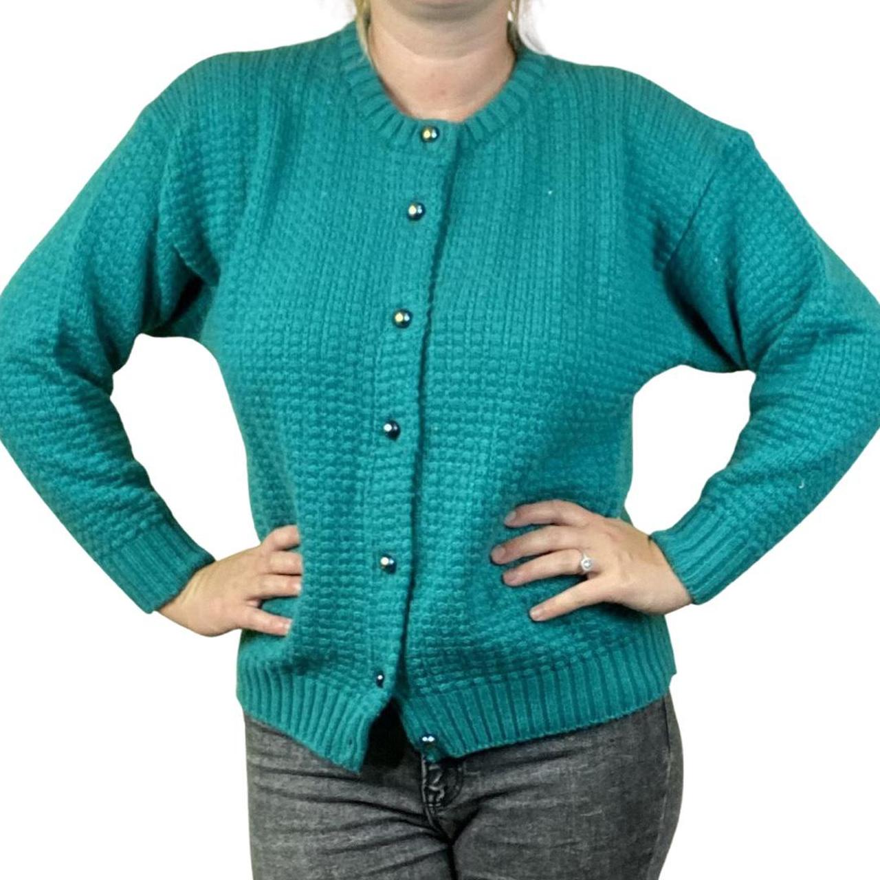 Cute Vintage Green Button Up Knitted Cardigan Very... - Depop