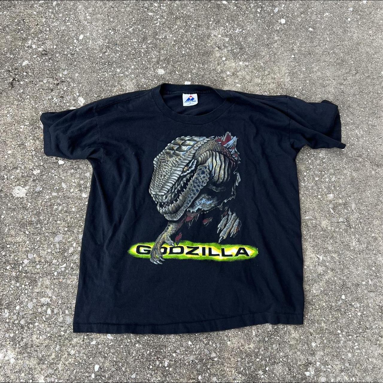 90s GODZILLA tee Tagged xl fits M-L Open to... - Depop