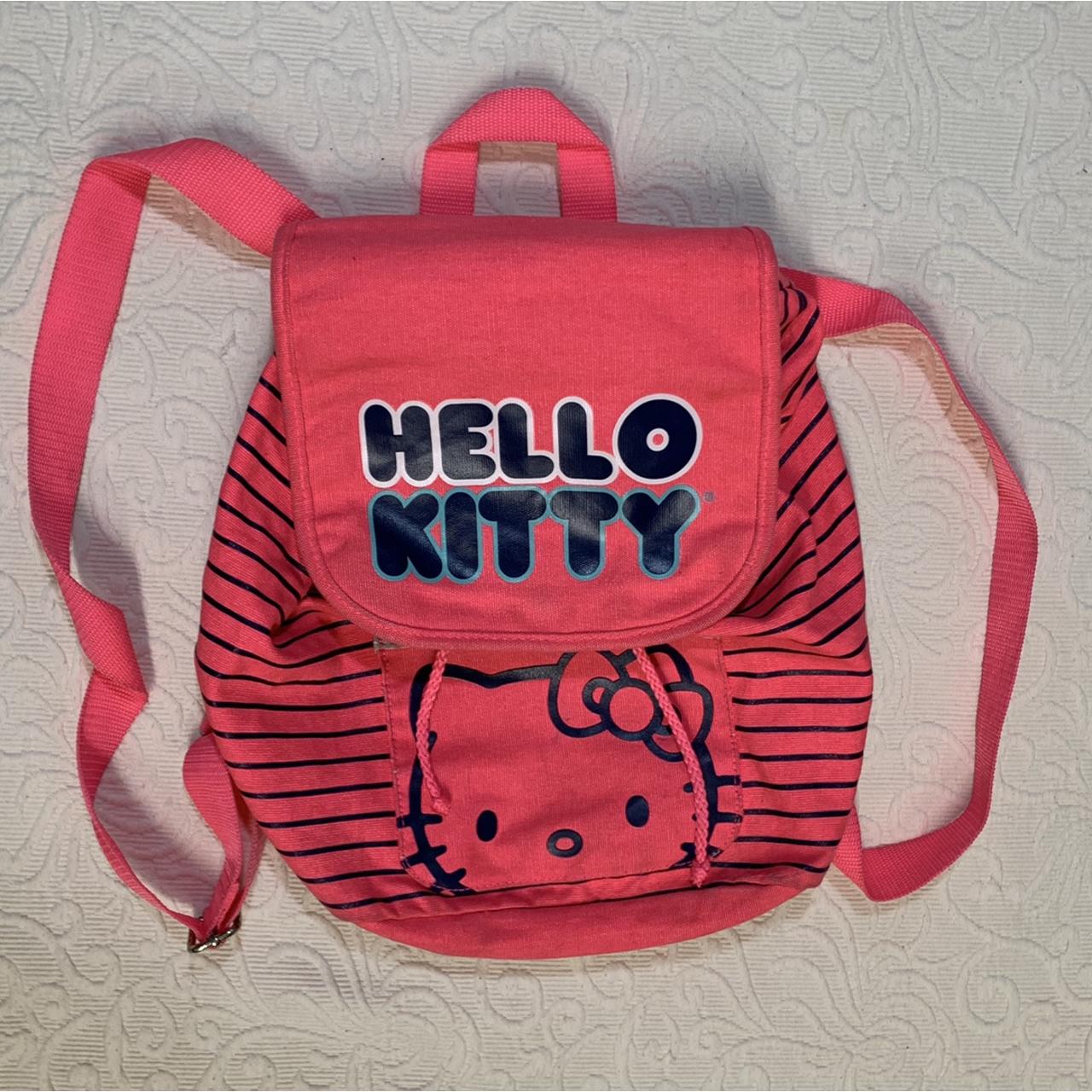 hot pink/ neon pink hello kitty backpack! overall in... - Depop