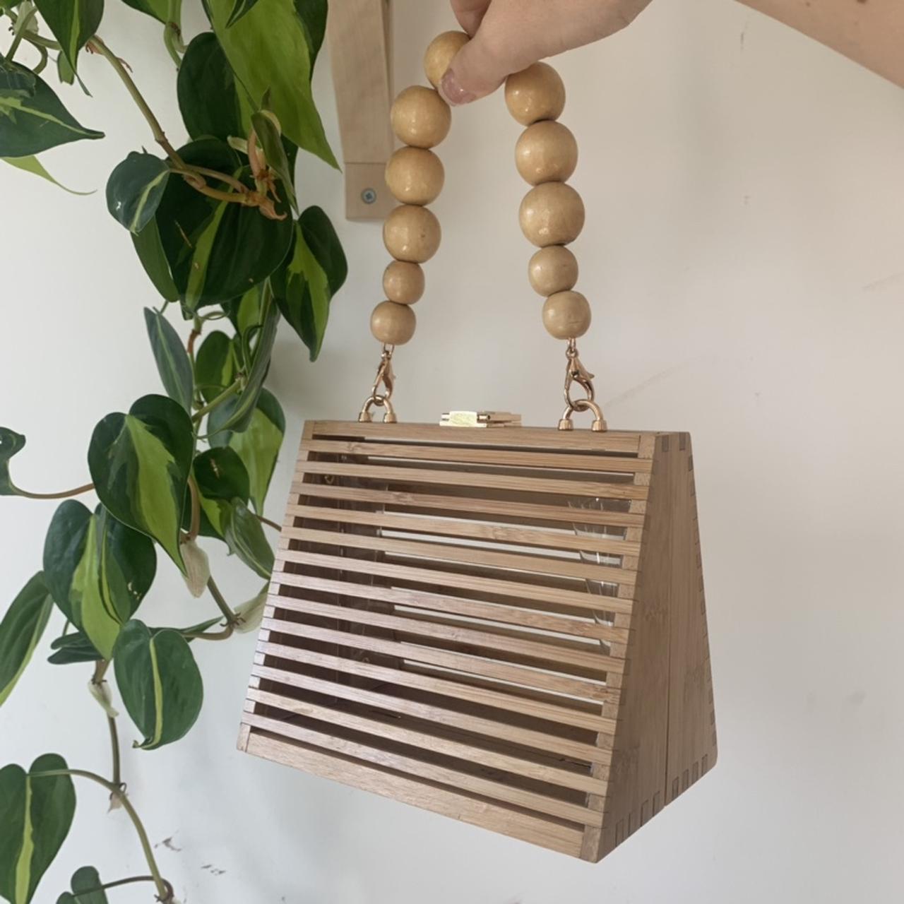 Cute little wooden cage bag with bead details 💖 - Depop