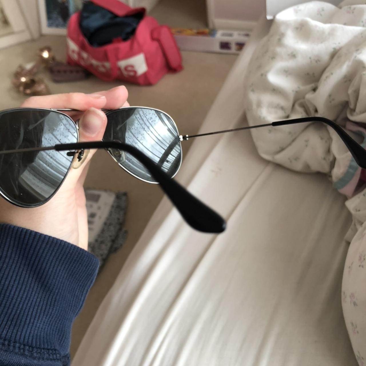 Rayban aviator sunglasses Space grey silver lining... - Depop