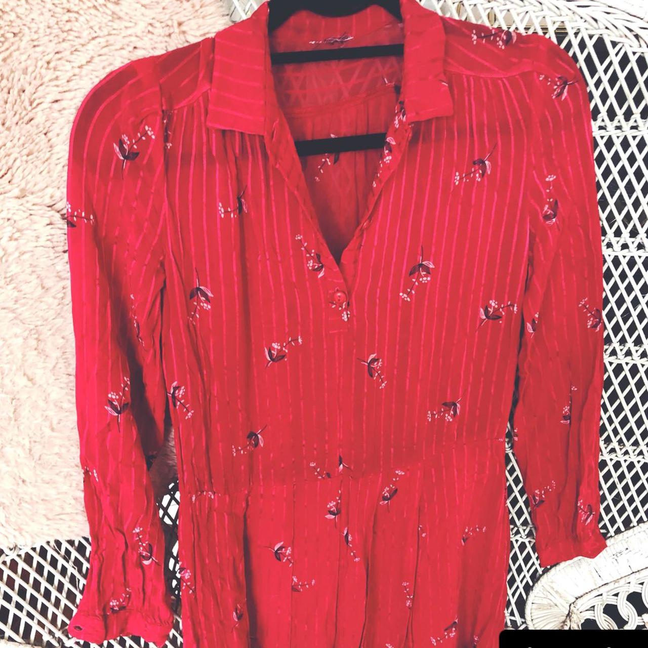 The most stunning deep red pleated dress in a... - Depop