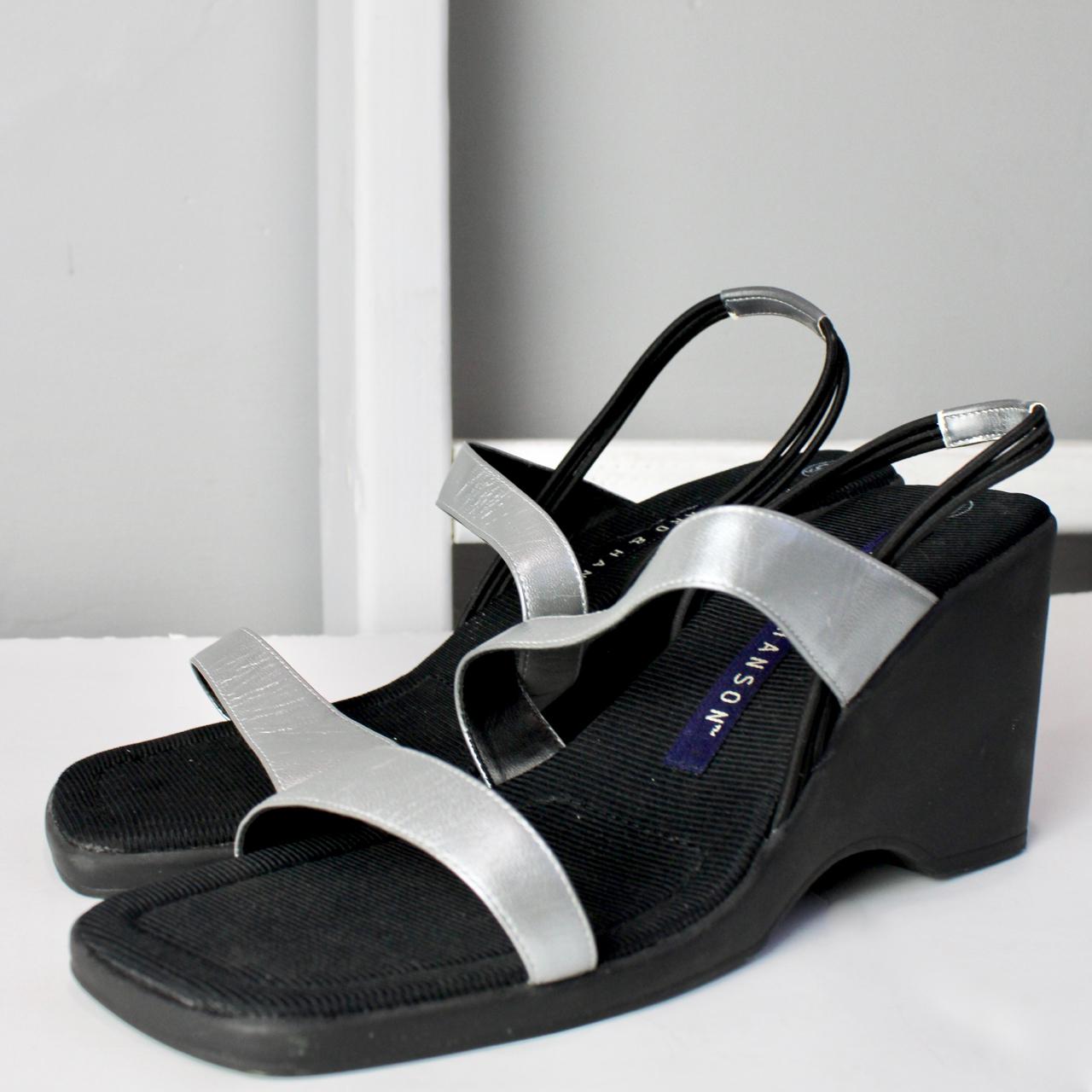 Women's Black and Silver Sandals | Depop