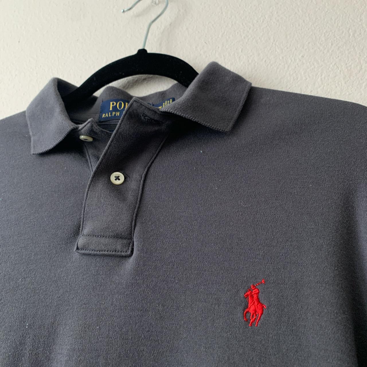 Polo Ralph Lauren long sleeve polo Dark grey, red... - Depop