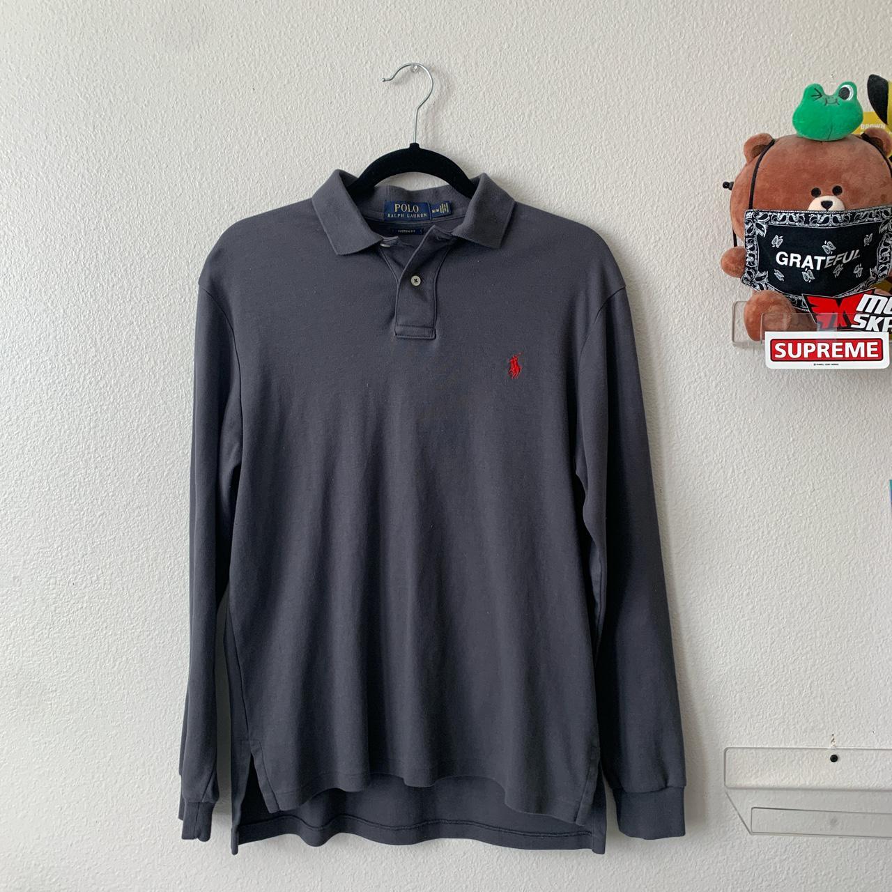 Polo Ralph Lauren long sleeve polo Dark grey, red... - Depop