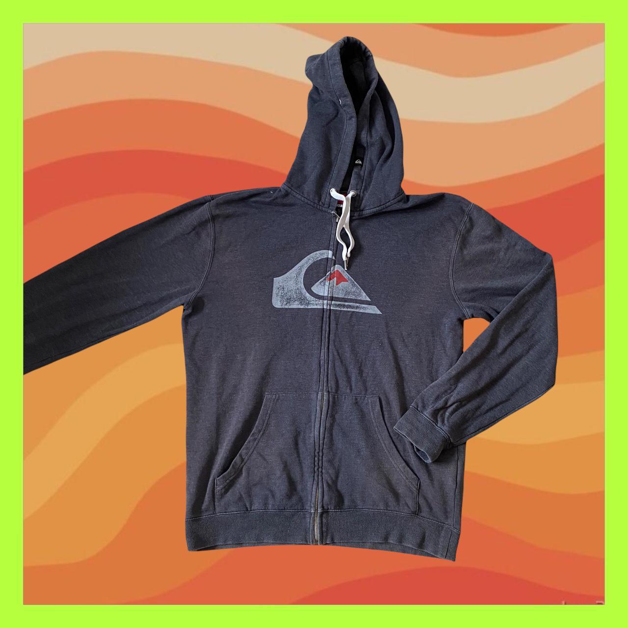 Quiksilver Women's Grey and Red Hoodie | Depop