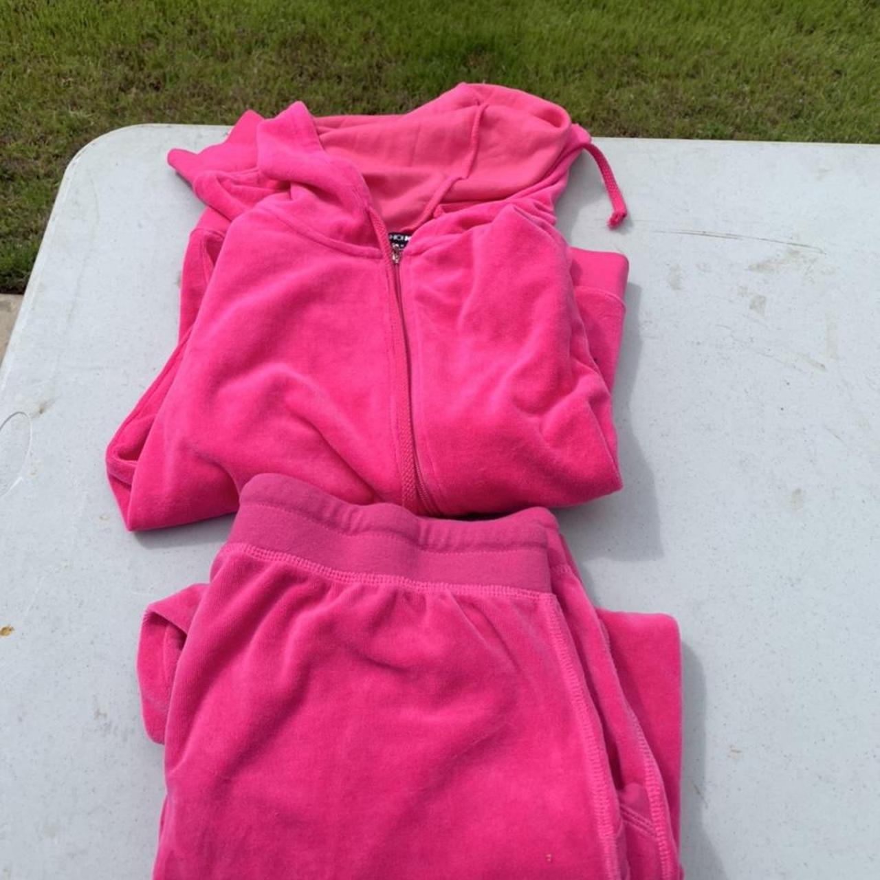 Hot pink velvet track suit! Never worn💖 #pink... - Depop